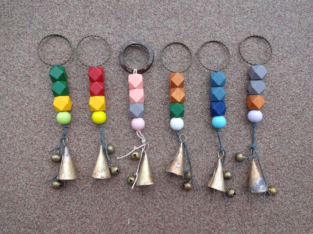 Vintage Bronze Witch Bells for Home Protection, Hanging Rainbow Square ...