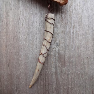 Real Deer Antler Pendant Necklace, Deer Antler Wire Wrapped Pendant ...
