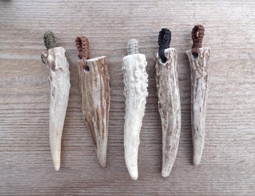 Real Deer Antler Pendant Necklace, Large Deer Antler Pendant, Real Bone ...