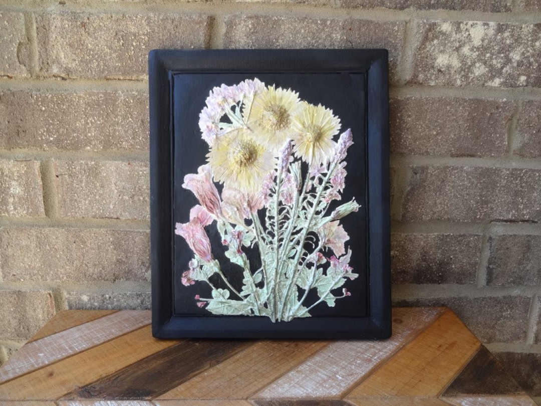 Botanical Wall Art, Floral Bouquet Framed, Botanical Textured Art ...