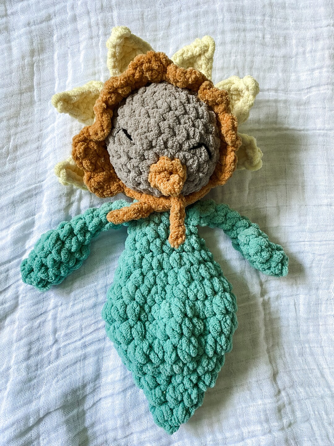 Daphne the Daffodil Blossom Baby Crochet Lovey Mustard Yellow Pastel ...