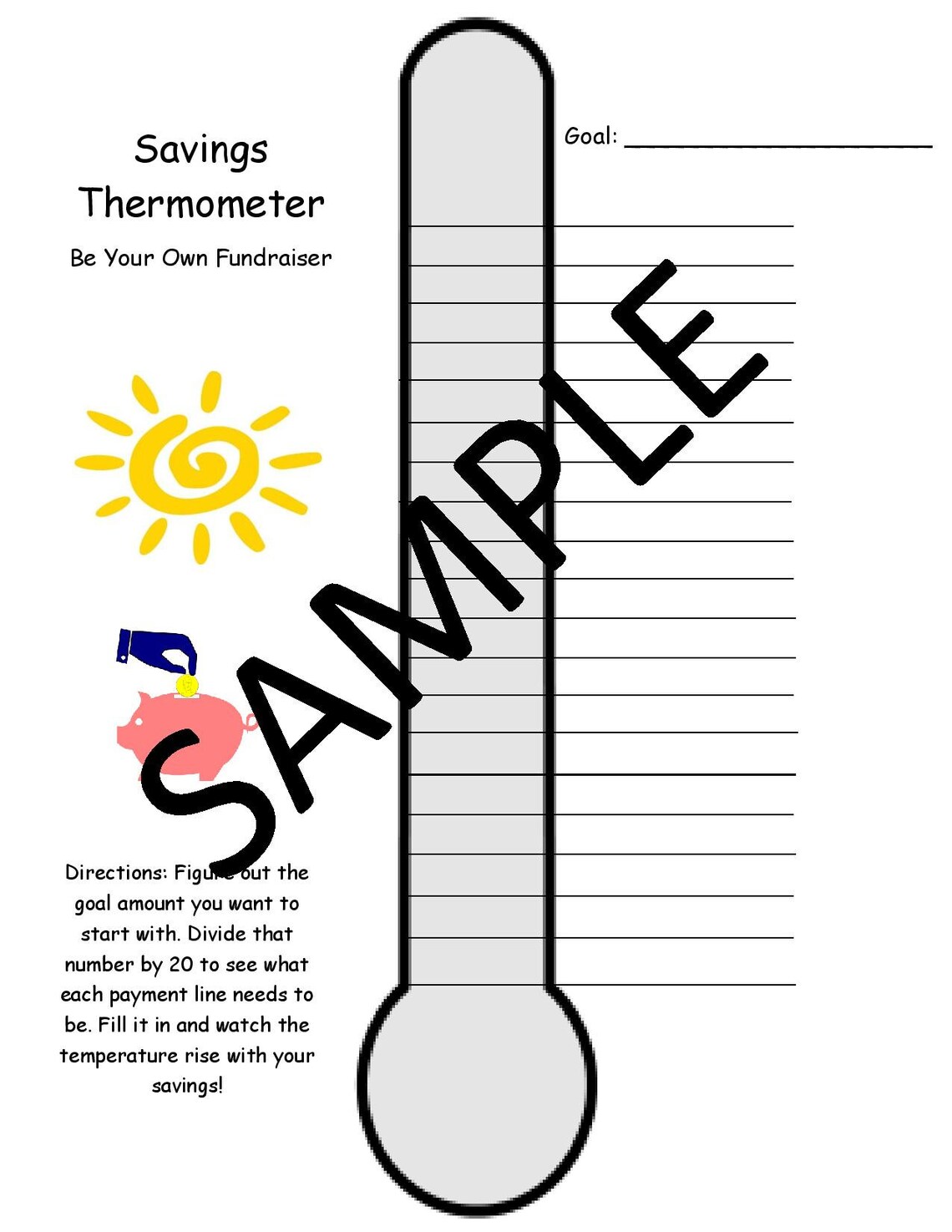 Thermometer Savings Challenge - Digital Download - Printable - Etsy