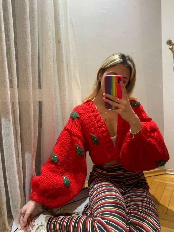 Women's Original Christmas Sweater/handmade Cardigan/red Christmas ...