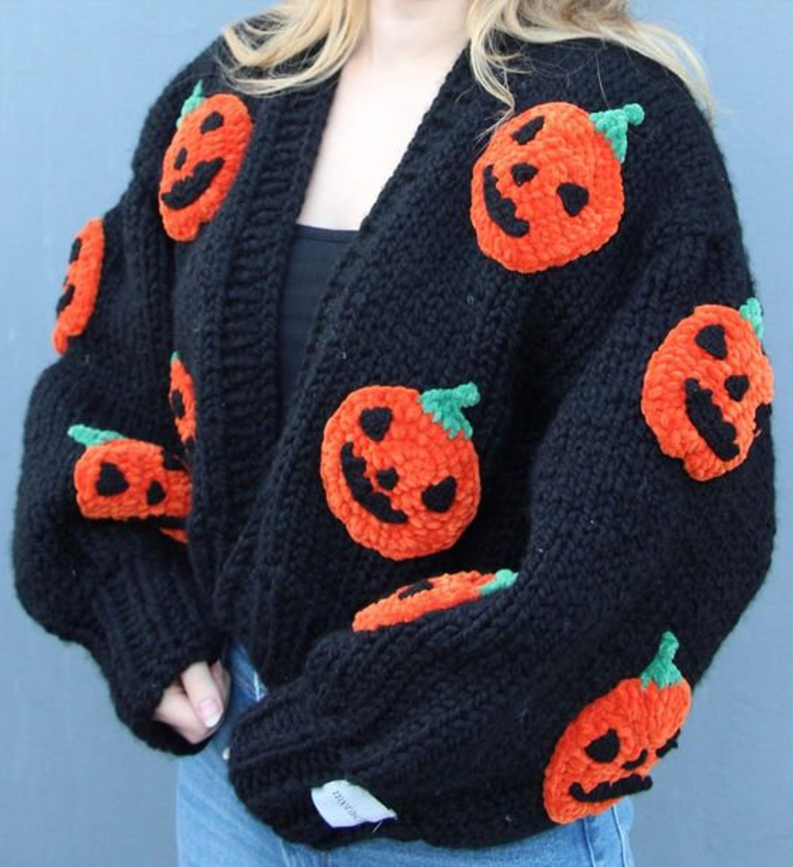 Halloween Cardigan | Handmade Pumpkin Cardigan | Halloween Gifts | Made ...