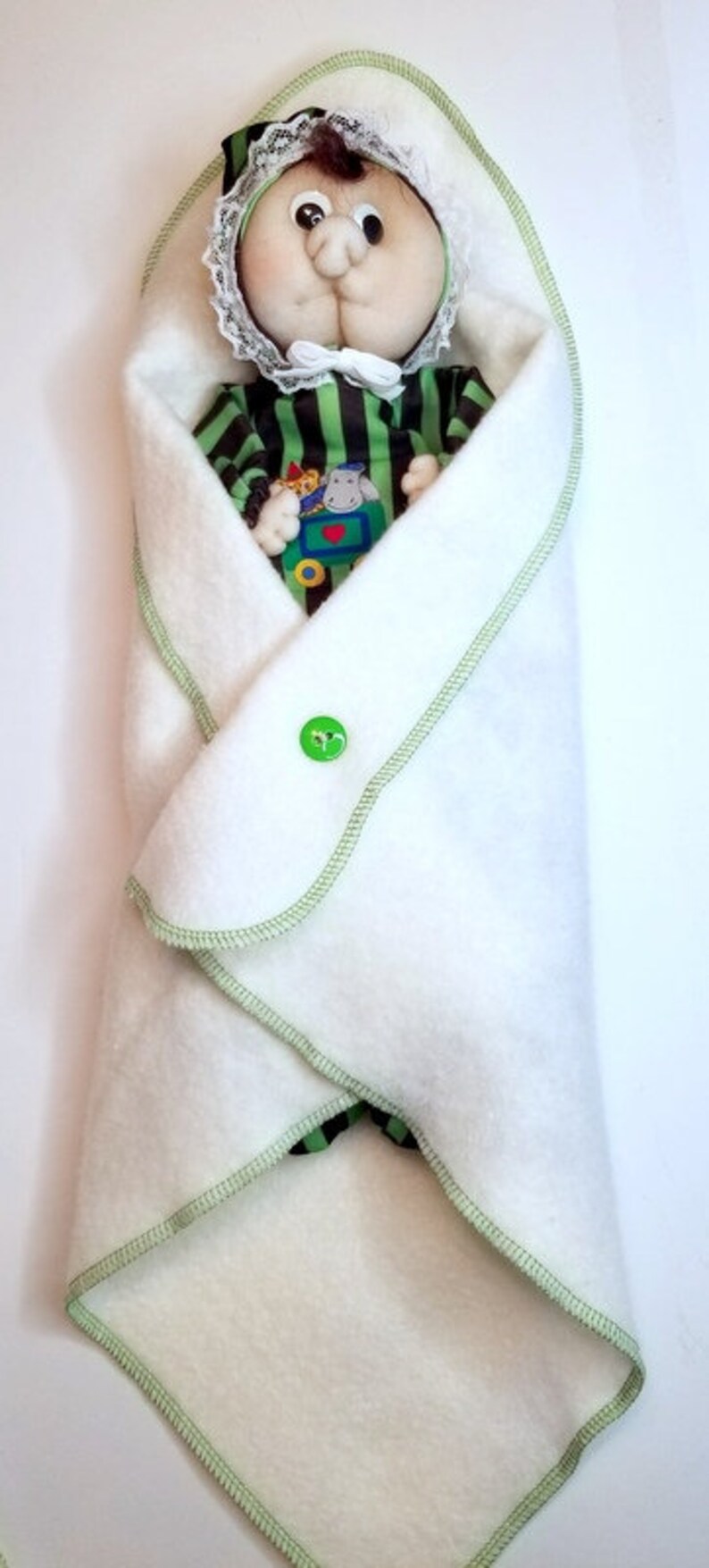 Handmade Babby Doll Hand Puppet: Green Stripe Soft Toy - Etsy
