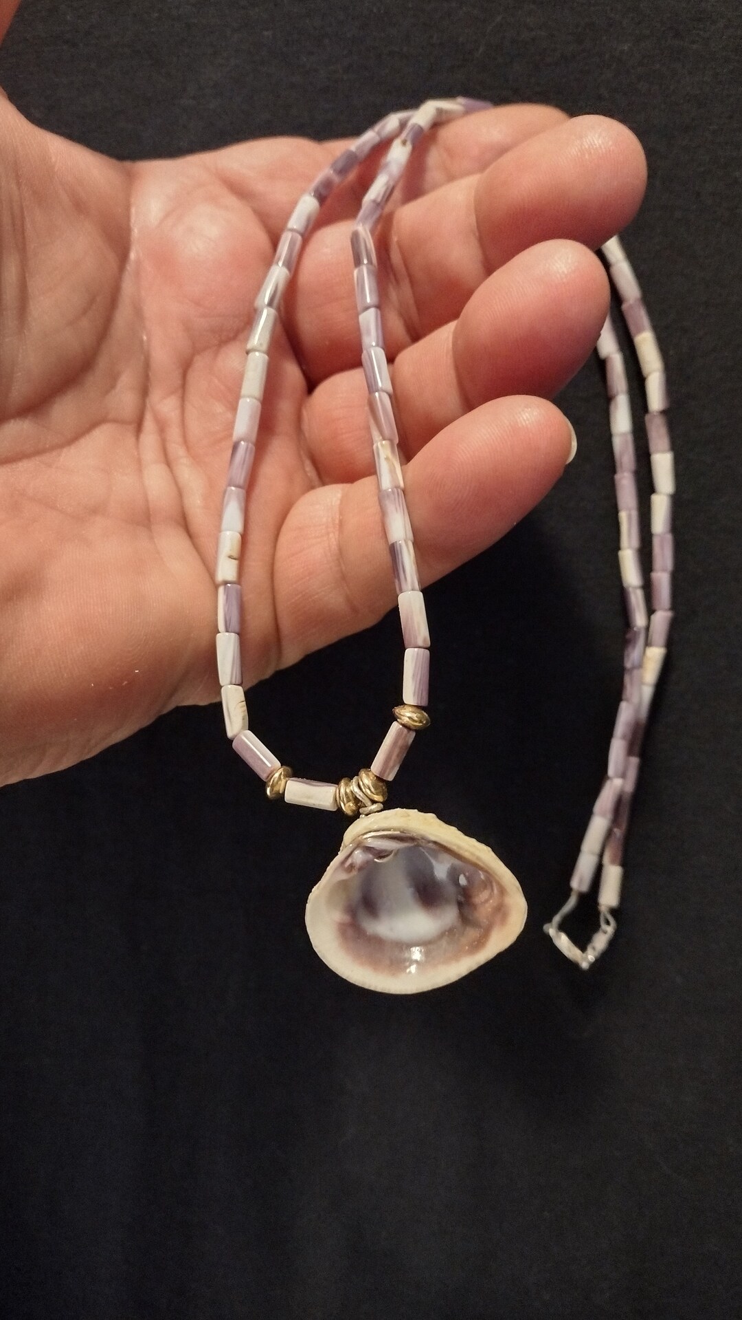 Wampum Shell Necklace With Gold and Sterling Silver - Etsy