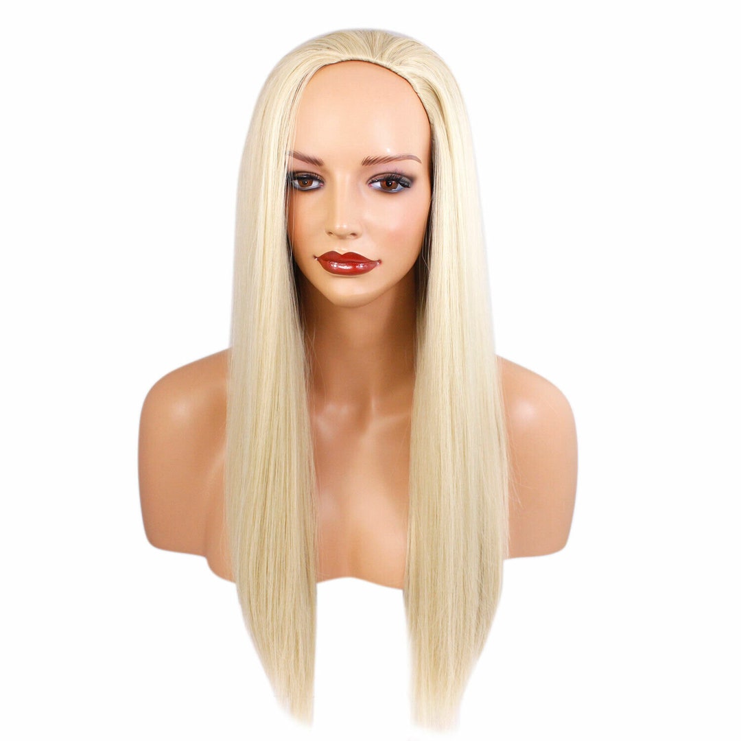 Half Wig 3/4 Wig Fall Clip in Hair Extentions Long Light Blonde ...