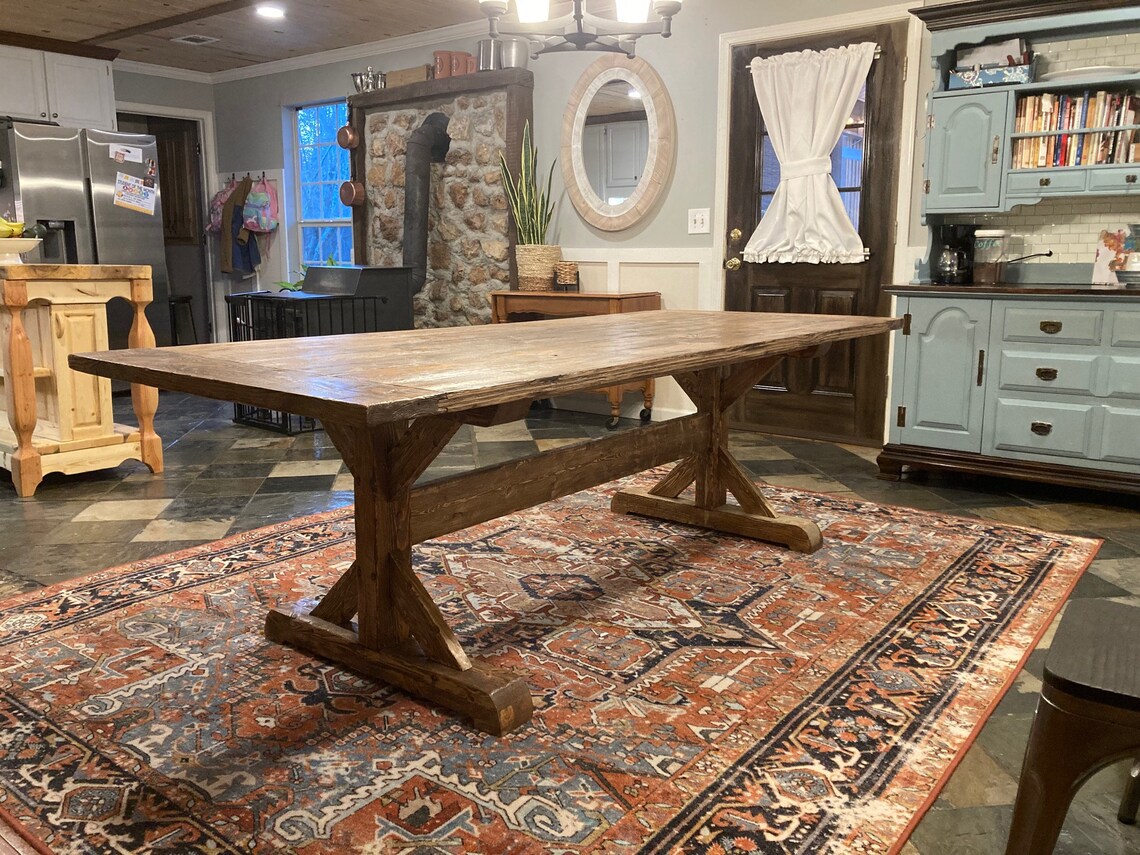Farmhouse Trestle Table - Etsy