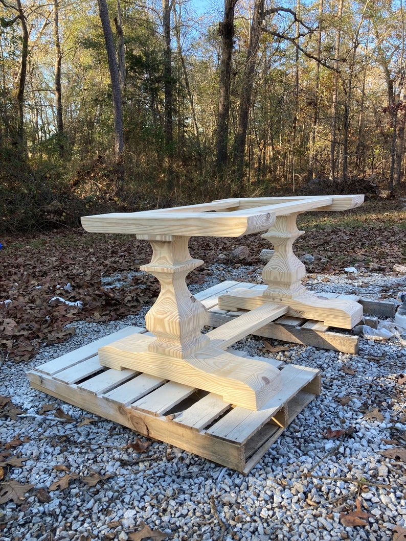 Double Pedestal Farmhouse Table - Etsy