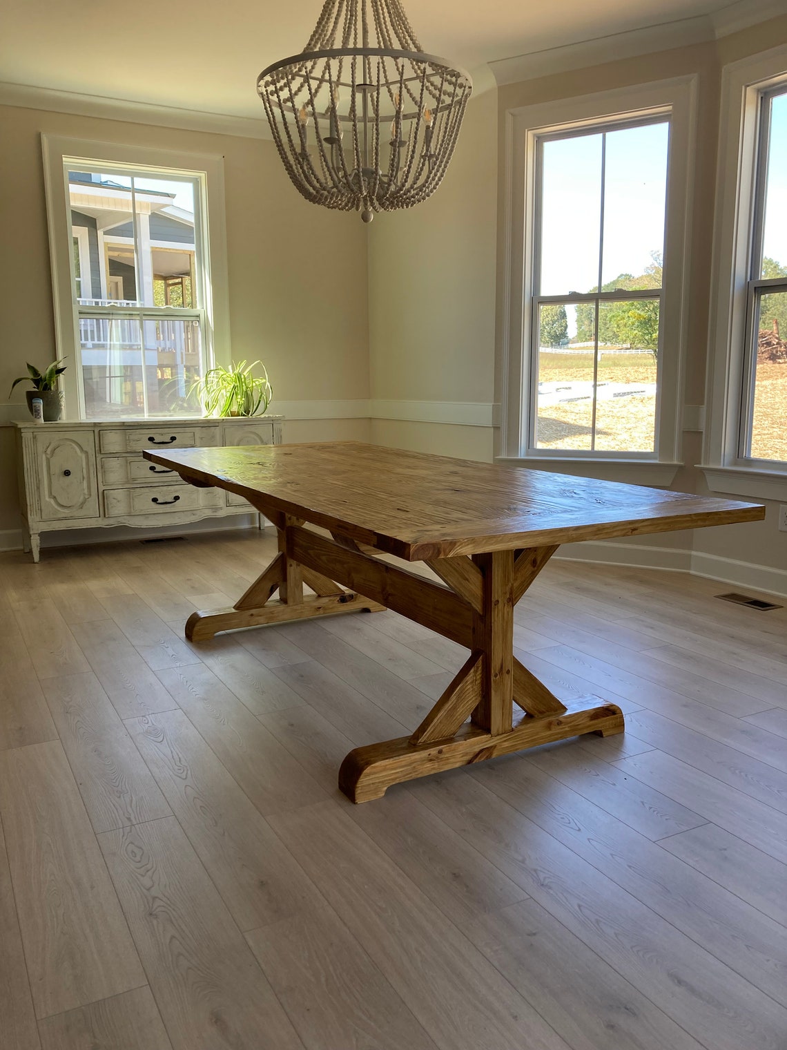 Farmhouse Trestle Table - Etsy