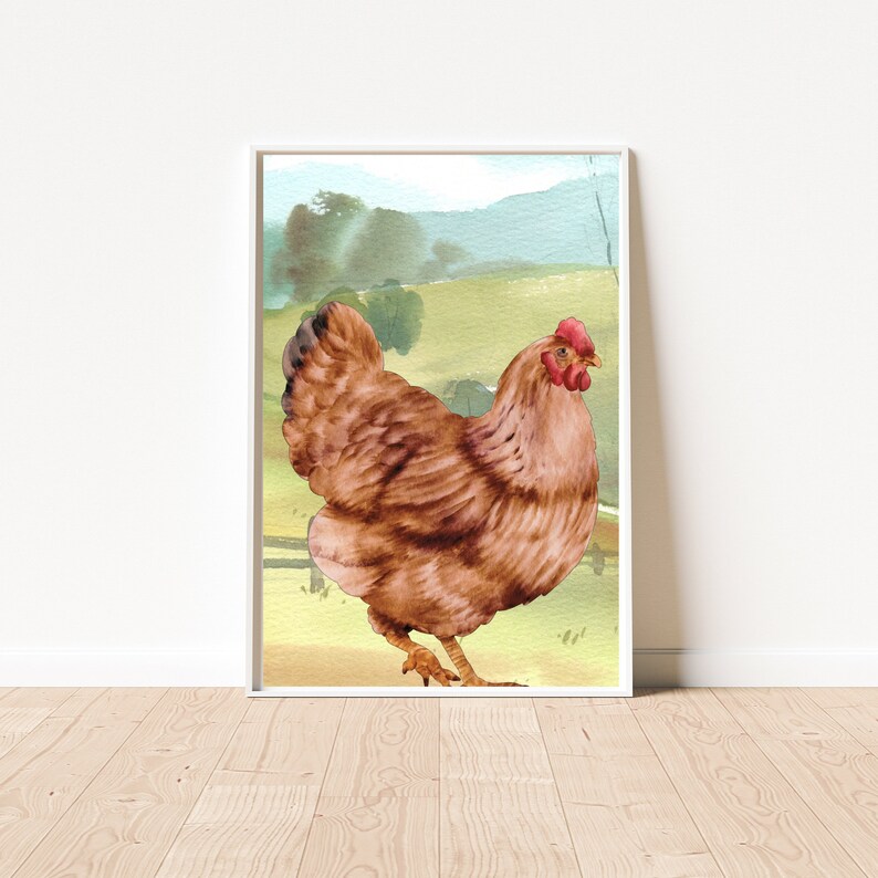 Chicken & Rooster Watercolor Print Set, Chicken Wall Art, Farmhouse Art ...