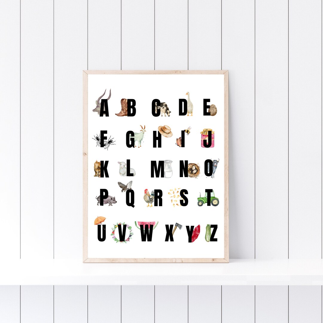 Farm Alphabet Print, Farmhouse Abcs, Homeschool Decor, Farm Theme ...