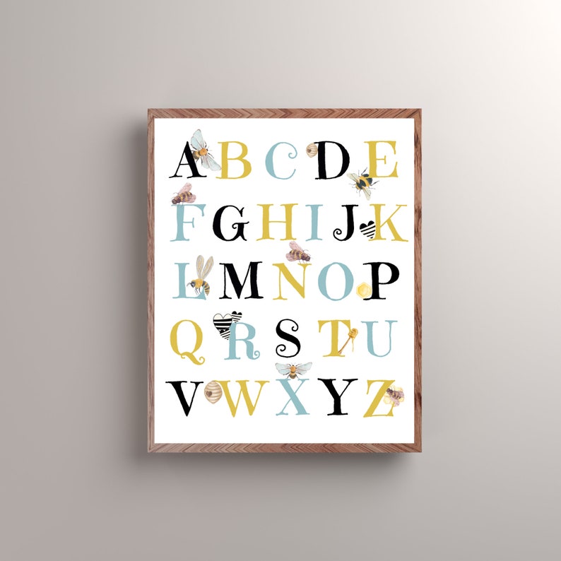 Honey Bee Alphabet Print, Honey Bee Abcs, Alphabet Print, Kids Bee ...