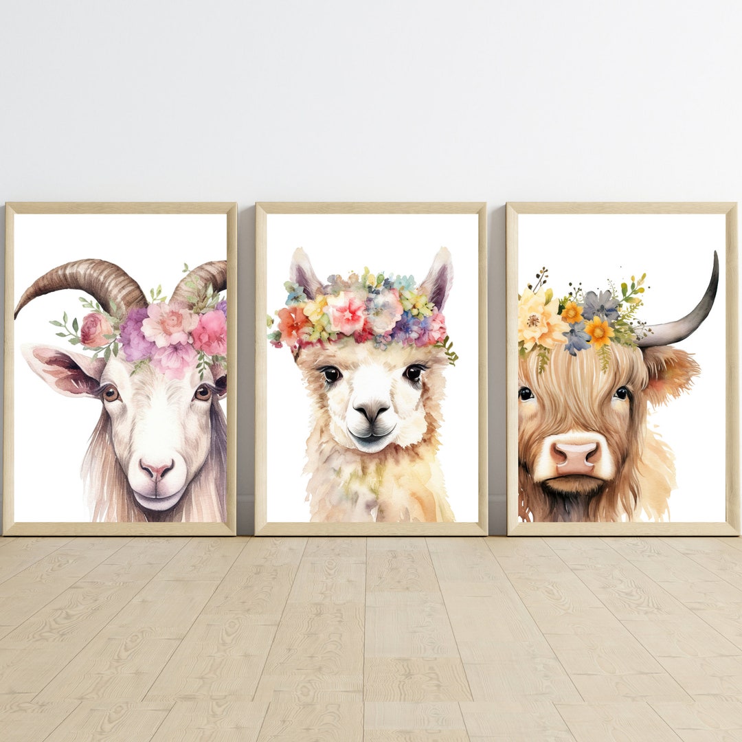 Farm Boho Prints, Girls Room Wall Art| Nursery Farm Decor, Farm Animal ...