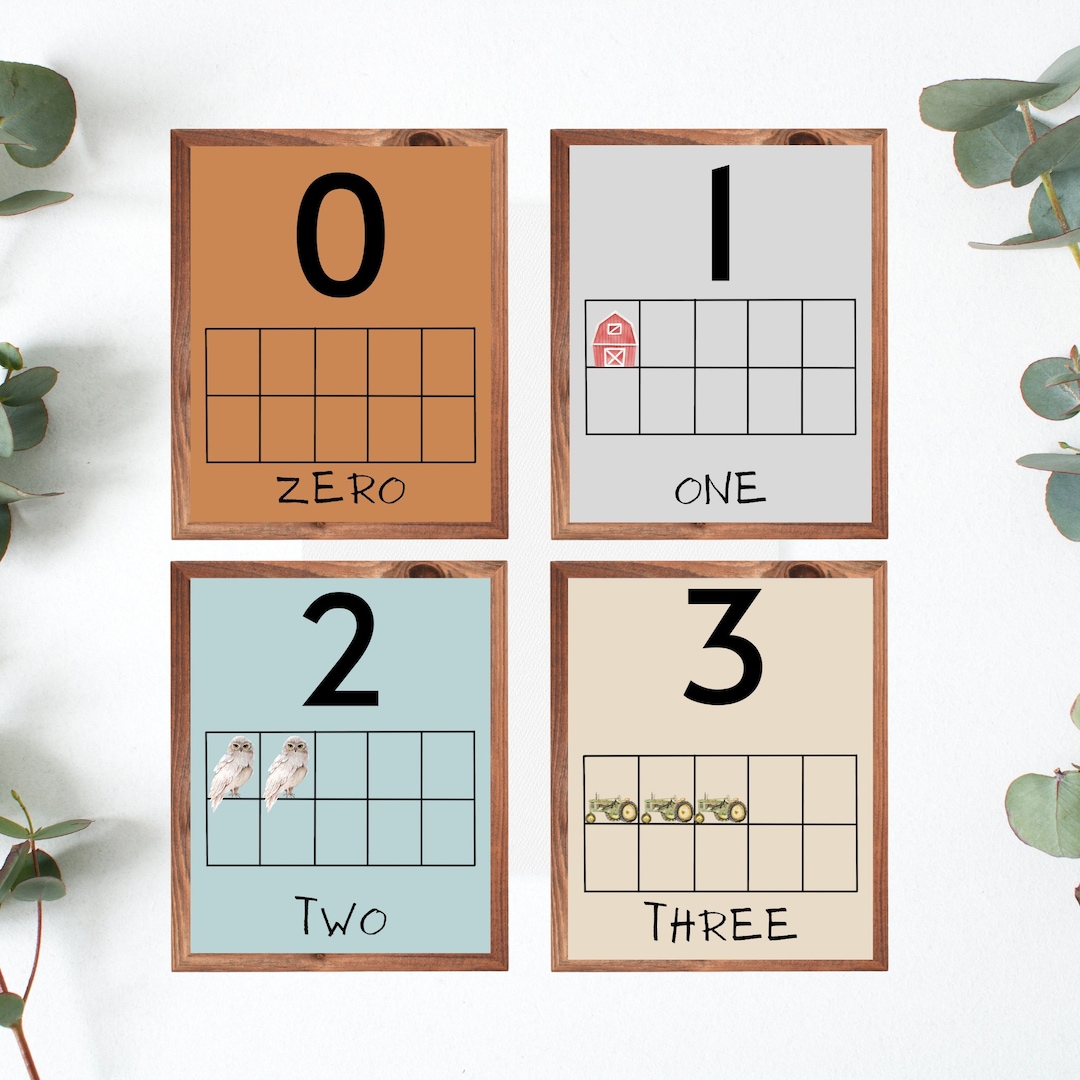 Farm Theme Number Posters, Farm Classroom Decor, Math Printable, Tens ...
