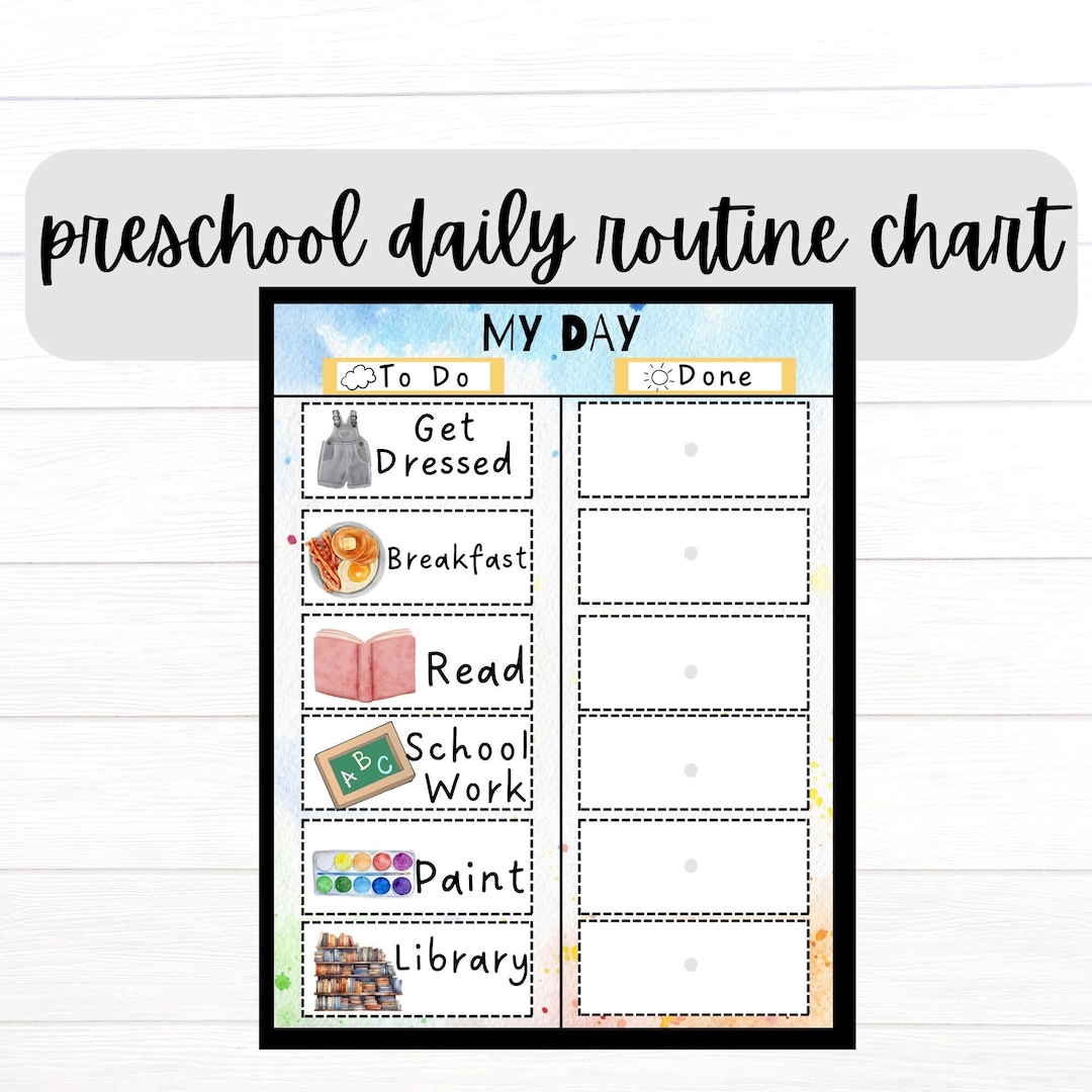 Toddler Daily Routine Chart Preschool Daily Routine Chart - Etsy