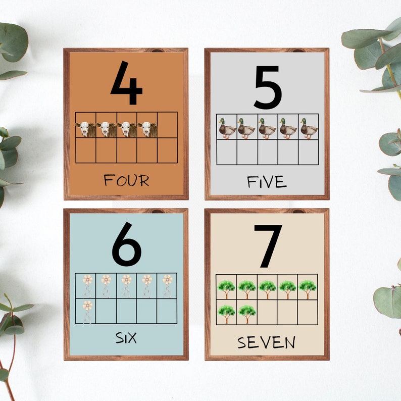 Farm Theme Number Posters, Farm Classroom Decor, Math Printable, Tens ...