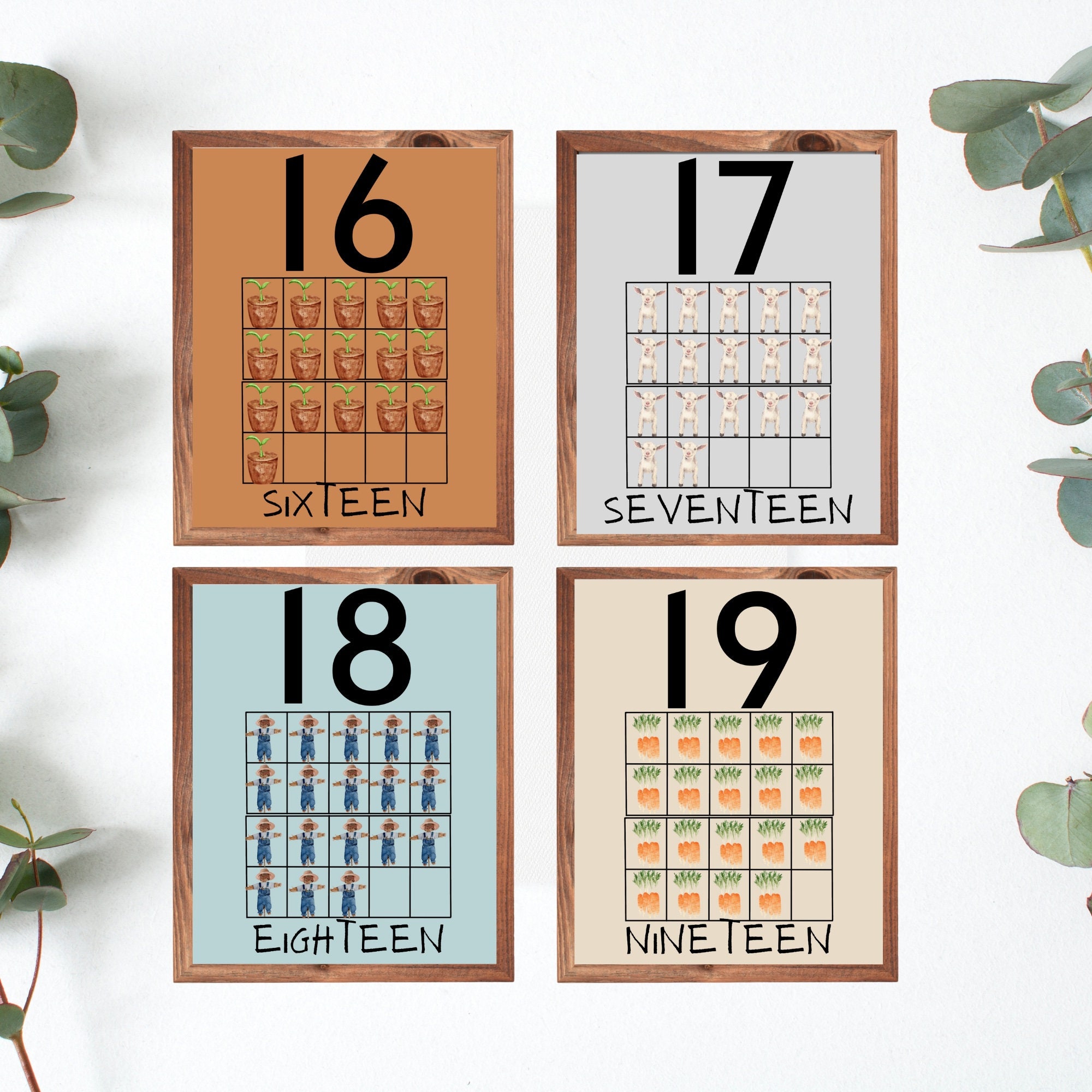 Farm Theme Number Posters, Farm Classroom Decor, Math Printable, Tens ...