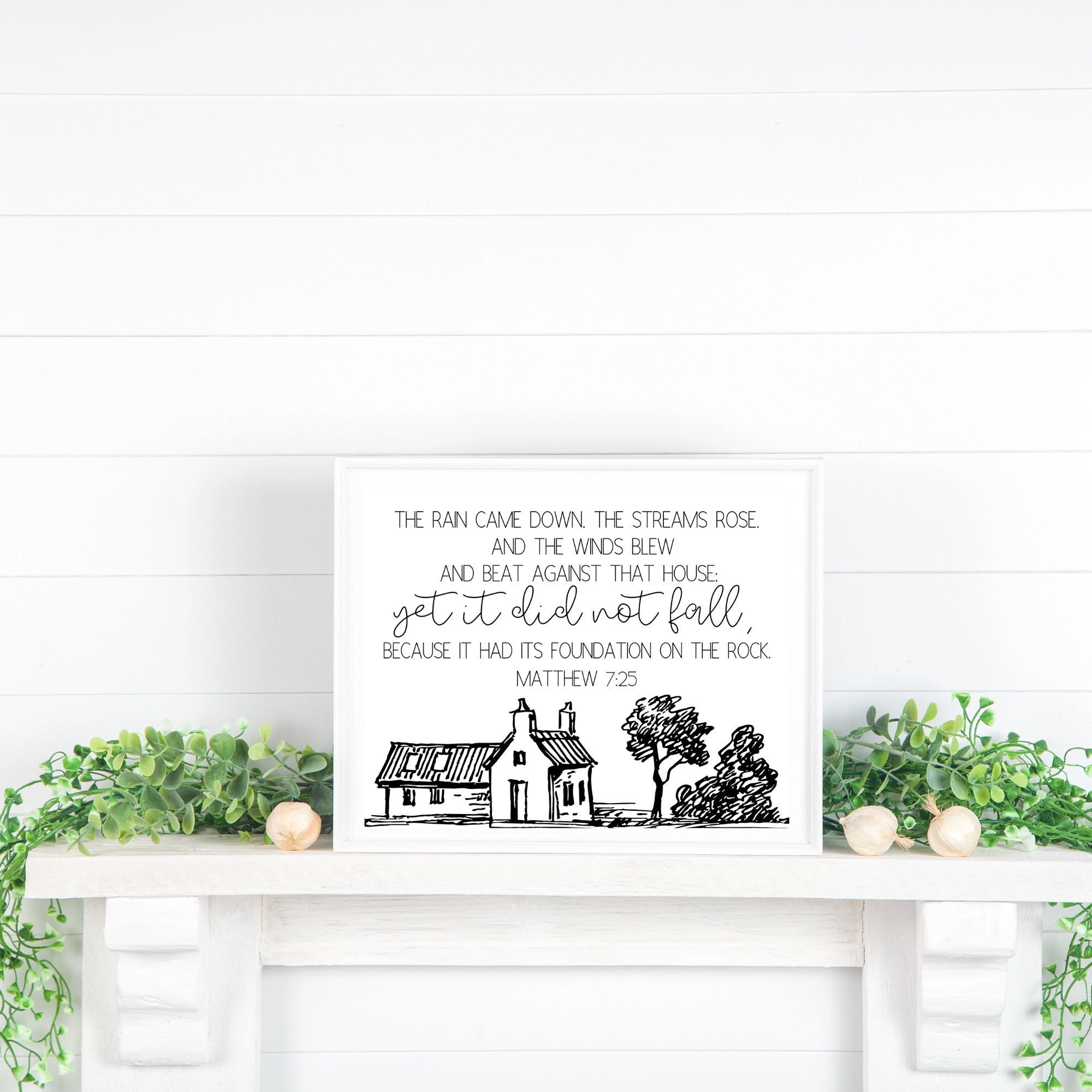 The Rain Came Down, Matthew 7:25, Faith Sign, Farmhouse Decor ...