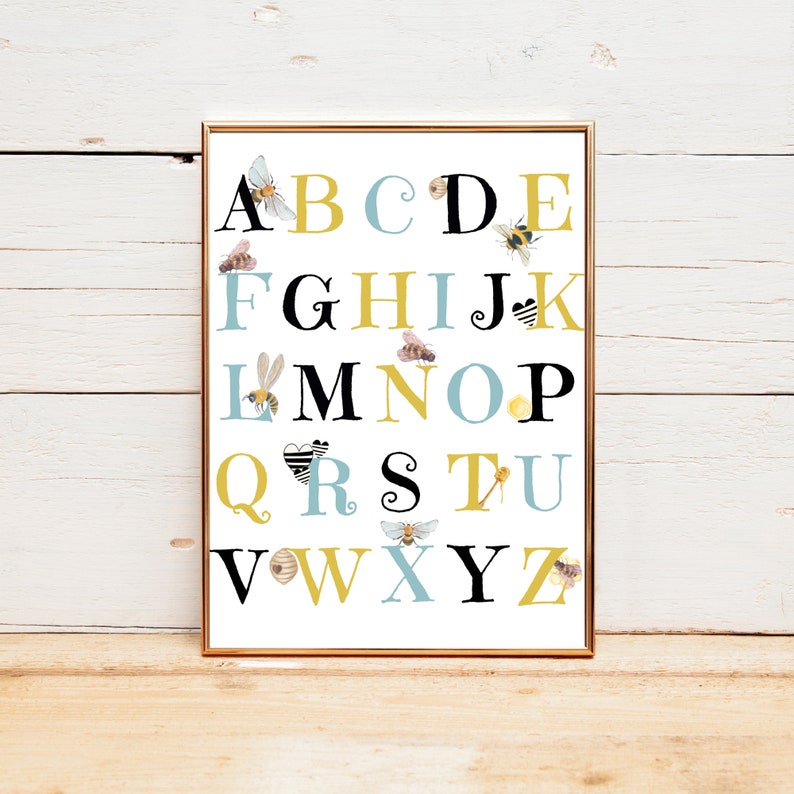 Honey Bee Alphabet Art Print, Kids Abcs Decor (digital Download) - Etsy