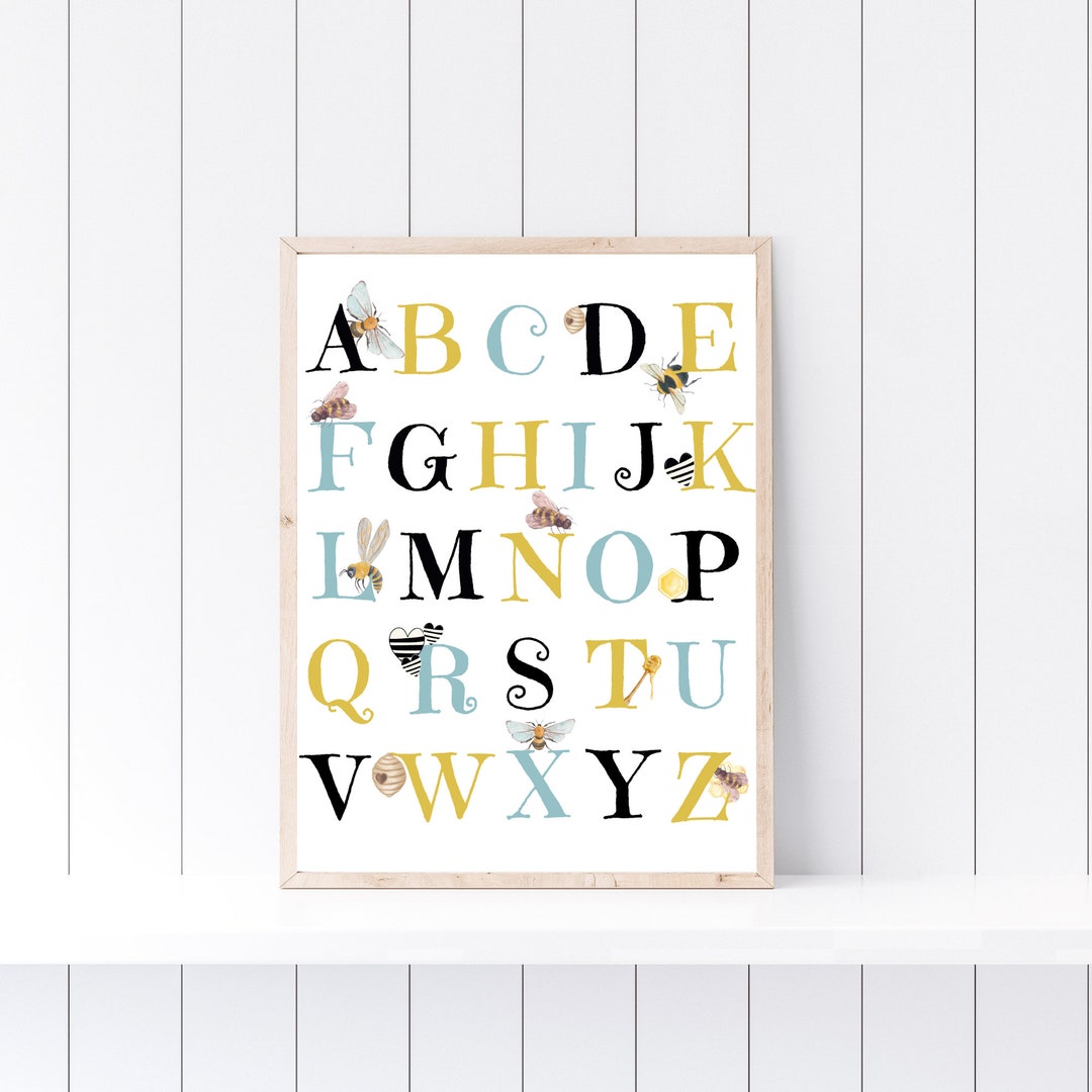 Honey Bee Alphabet Print, Honey Bee Abcs, Alphabet Print, Kids Bee ...