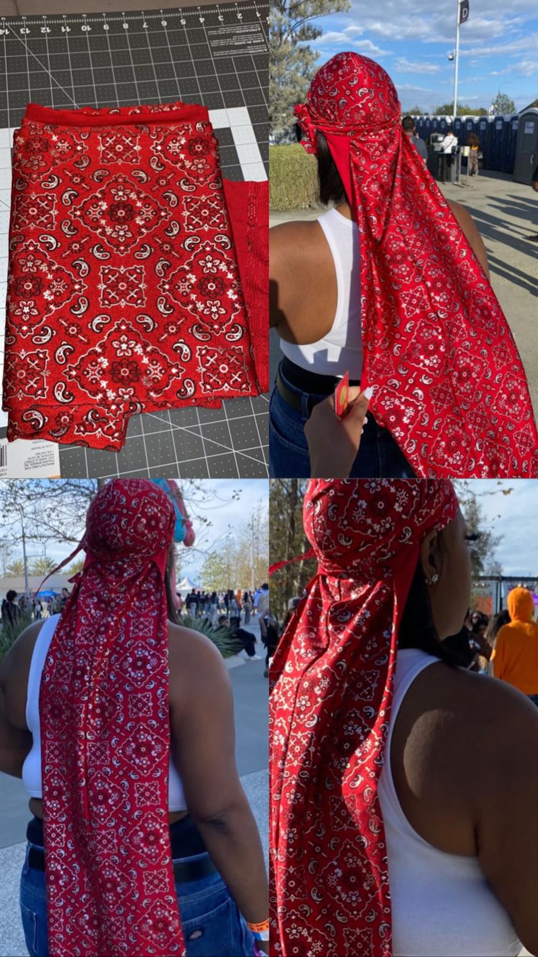 Custom Metallic Bandana Print Butt Length Durag - Etsy