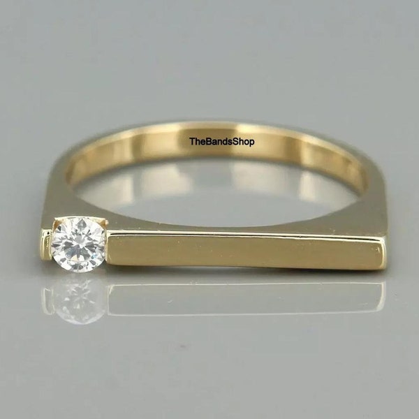 Flat Diamond Ring - Etsy