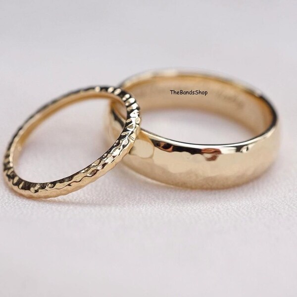 Wedding Band Set - Etsy