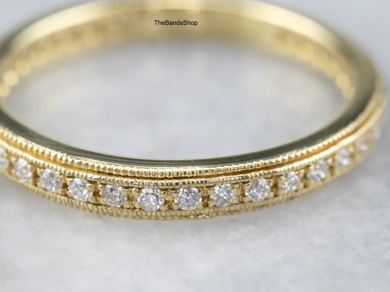 Milgrain Edge Full Eternity Band Natural Diamond Wedding - Etsy