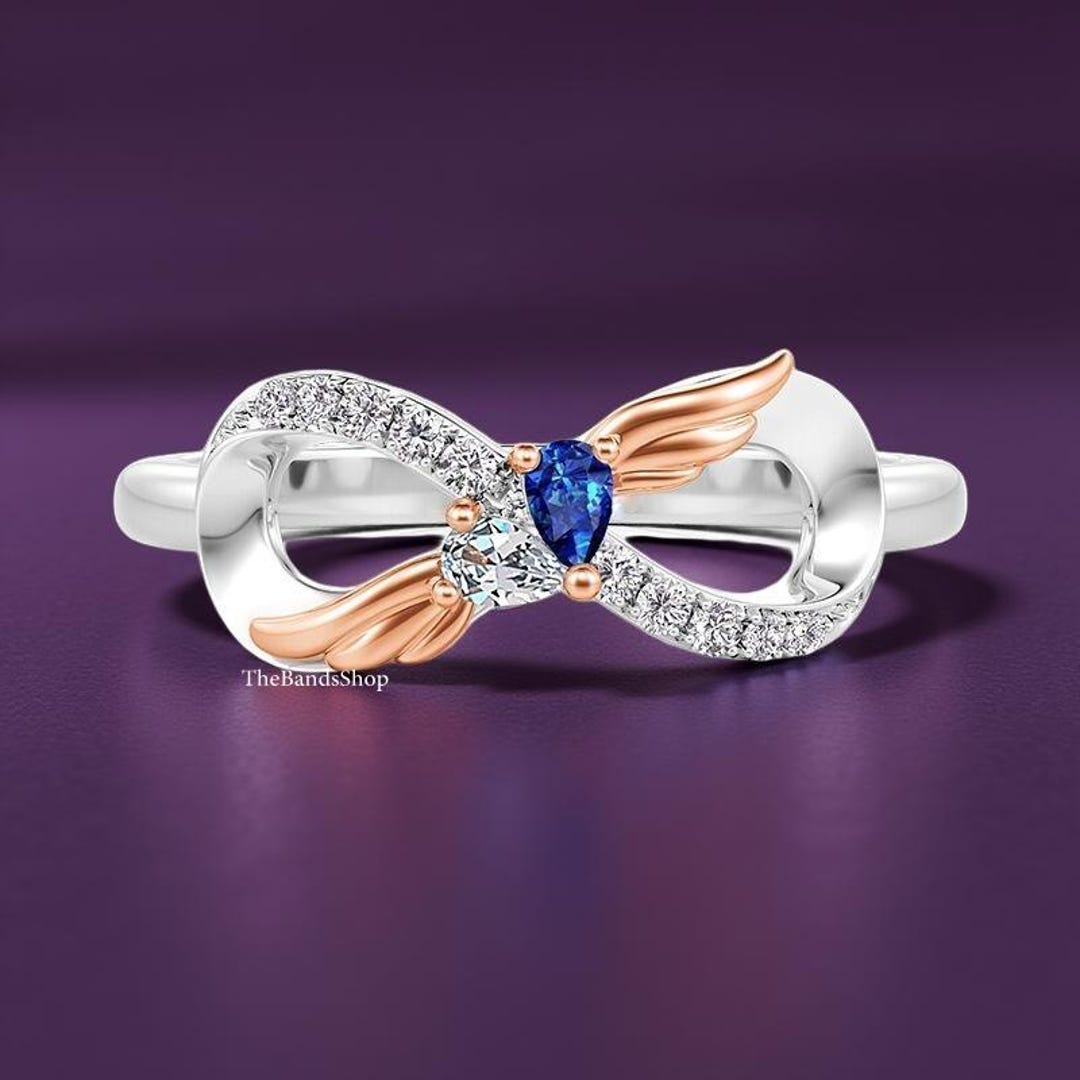 Infinite Love Shaped With Wings Wedding Ring, 3x2 MM Pear Simulated ...