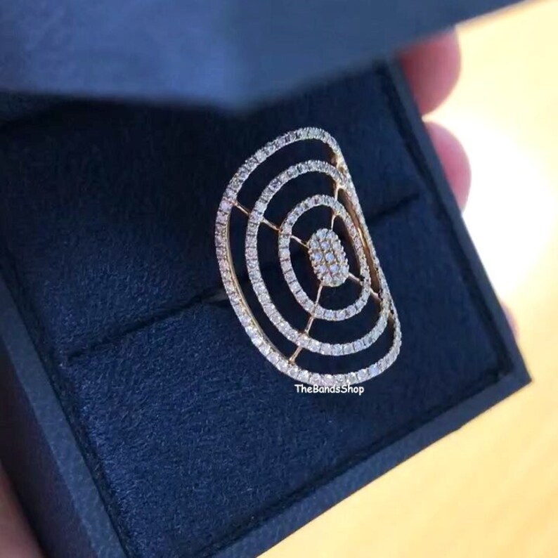 Cocktail Traditional Modern Cluster Ring 1.00 MM Round Cut - Etsy