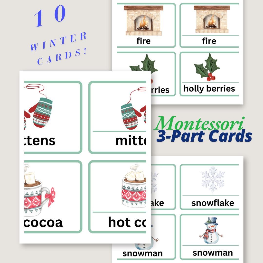 Winter Montessori 3-part Cards Printable - Etsy
