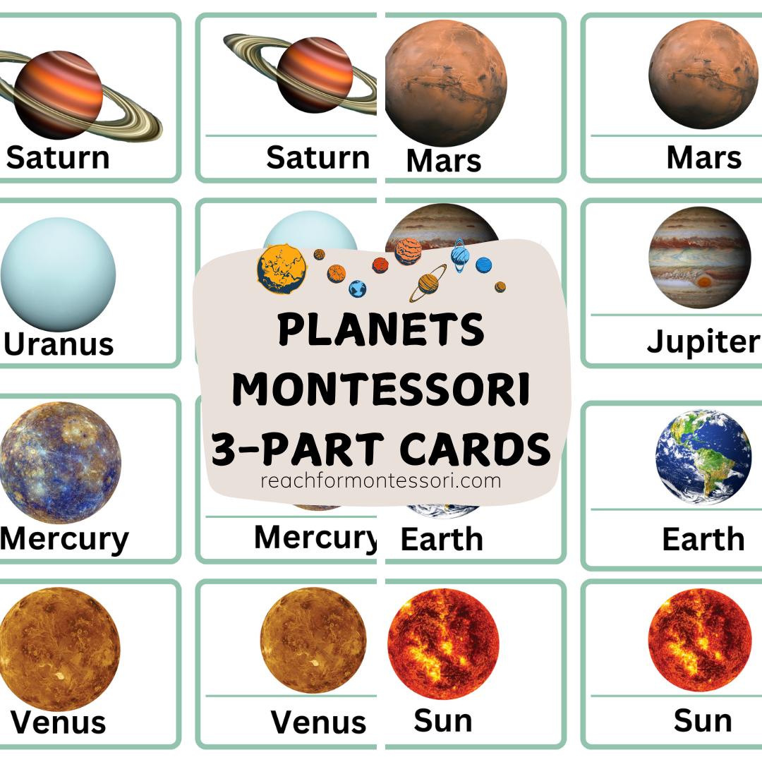 Planets Montessori 3-part Cards Printable - Etsy