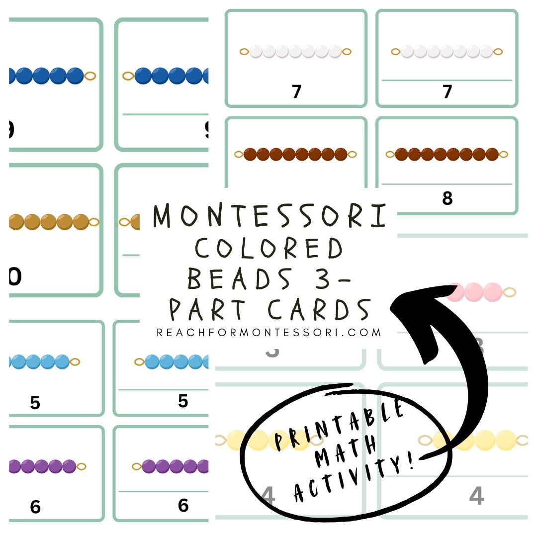 Colored Bead Math Activity Montessori 3-part Cards Printable - Etsy