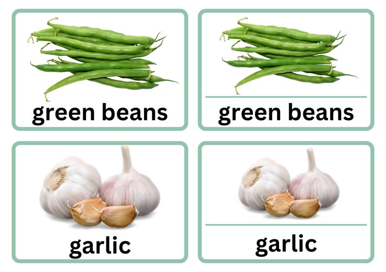 Vegetables Montessori 3-part Cards Printable - Etsy
