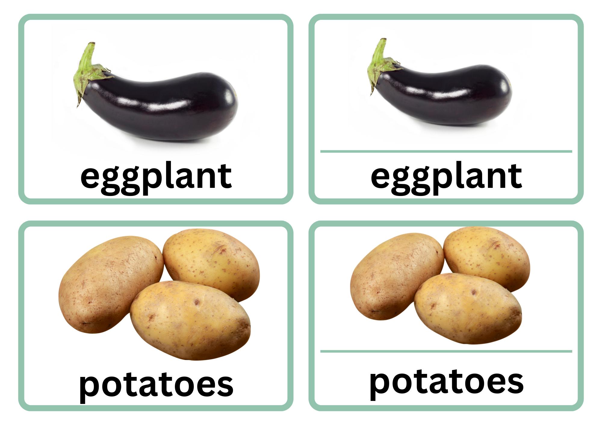 Vegetables Montessori 3-part Cards Printable - Etsy