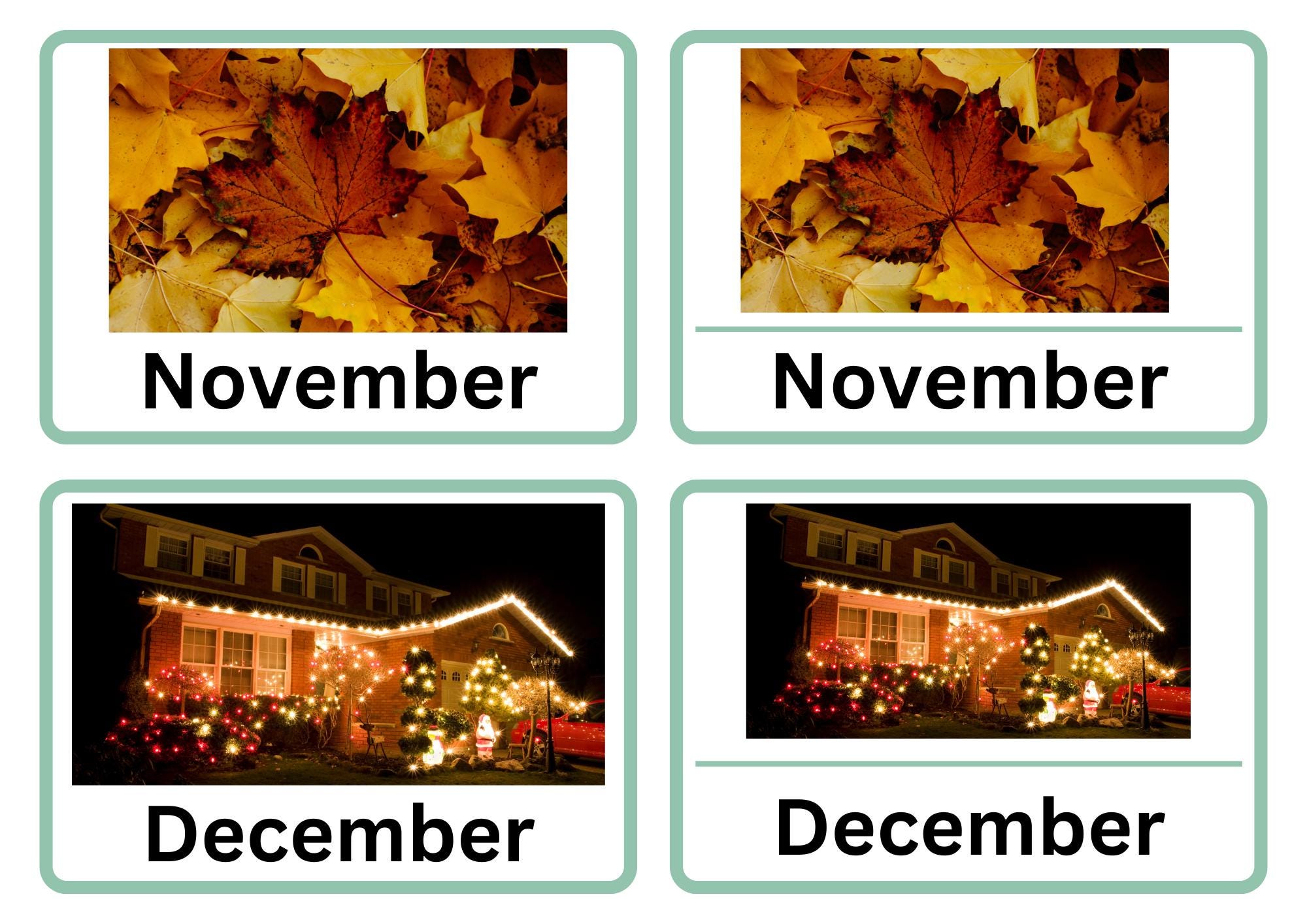 Months of the Year Montessori 3-part Cards Printable - Etsy