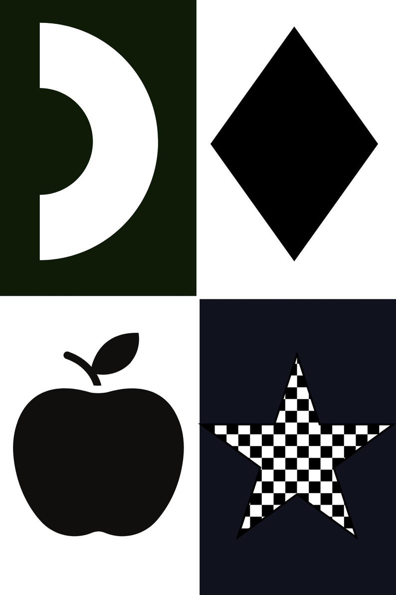 Montessori High Contrast Cards Printable (40 Black and White Cards) - Etsy