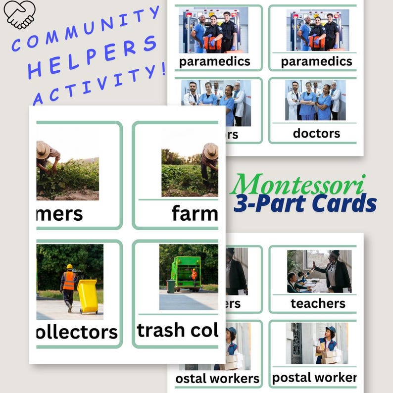 Community Helpers Montessori 3-part Cards Printable - Etsy