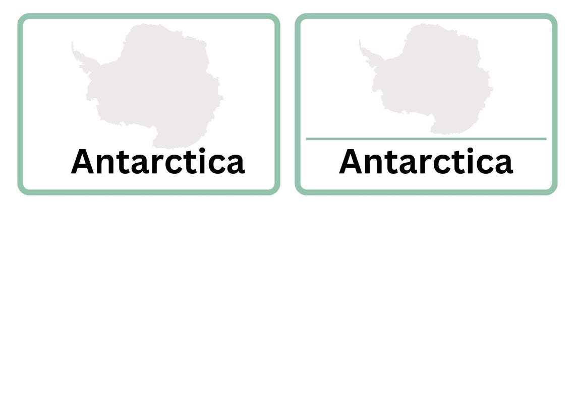 Continents (color-coded) Montessori 3-part Cards Printable - Etsy