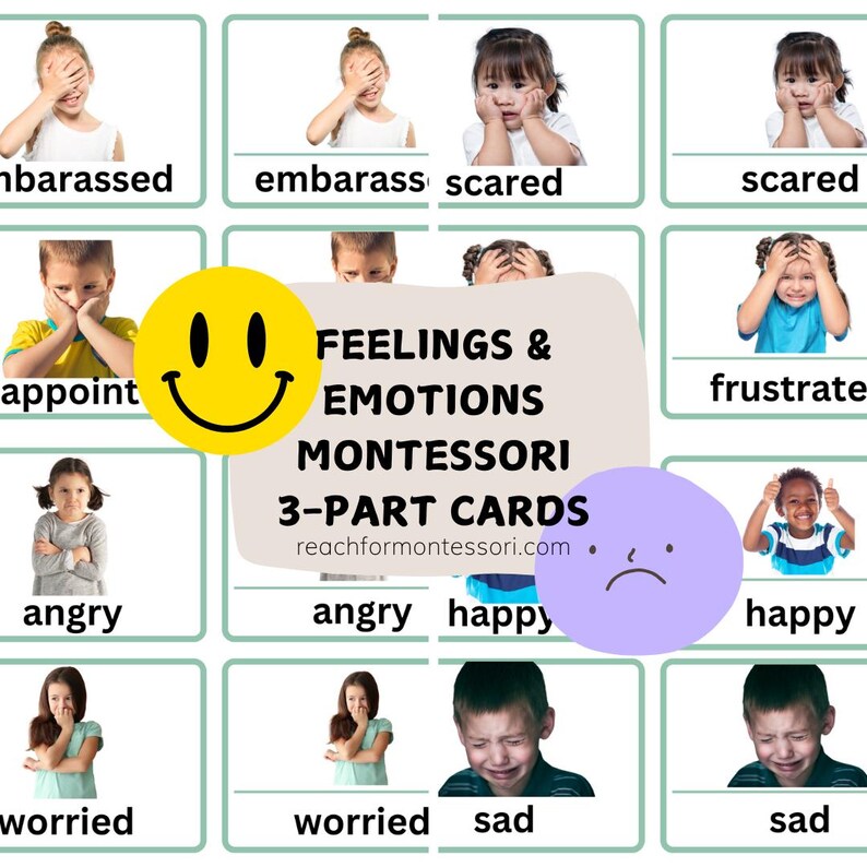 Feelings & Emotions Montessori 3-part Cards Printable - Etsy