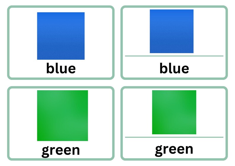 Montessori 3 Part Cards (nomenclature Cards) Primary & Secondary Colors ...
