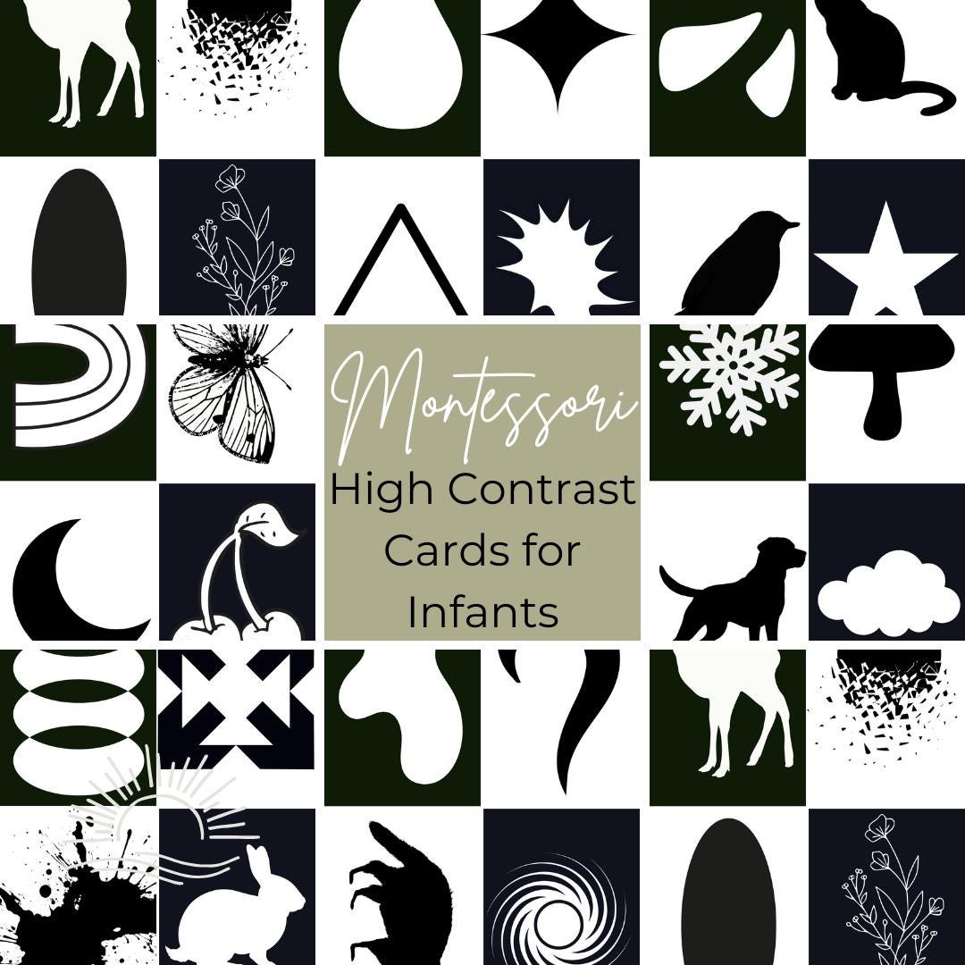 Montessori High Contrast Cards Printable (40 Black and White Cards) - Etsy