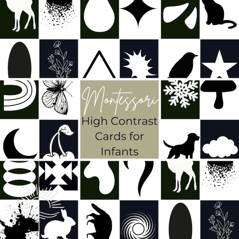 Montessori High Contrast Cards Printable (40 Black and White Cards) - Etsy