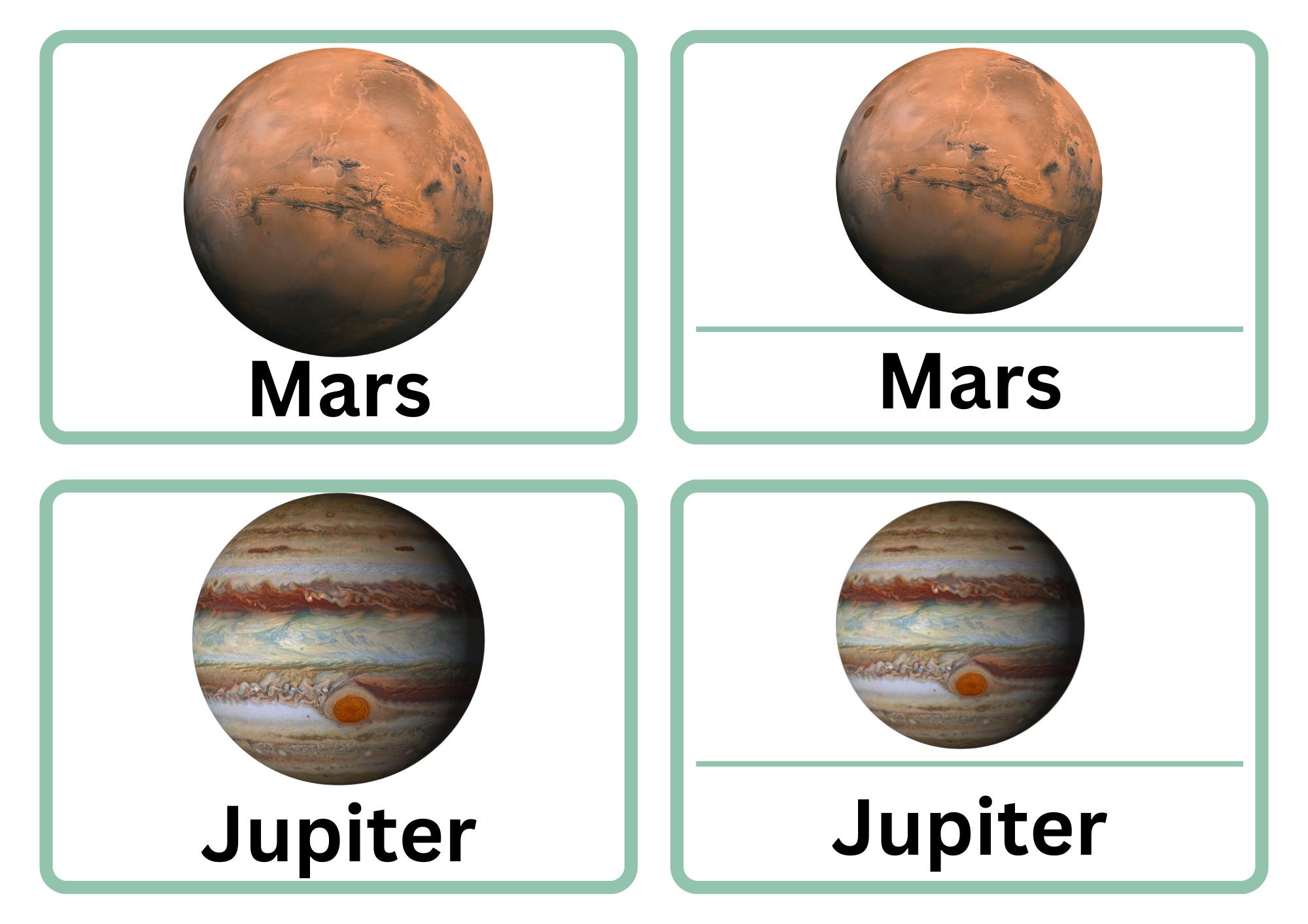 Planets Montessori 3-part Cards Printable - Etsy