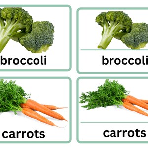 Vegetables Montessori 3-part Cards Printable - Etsy
