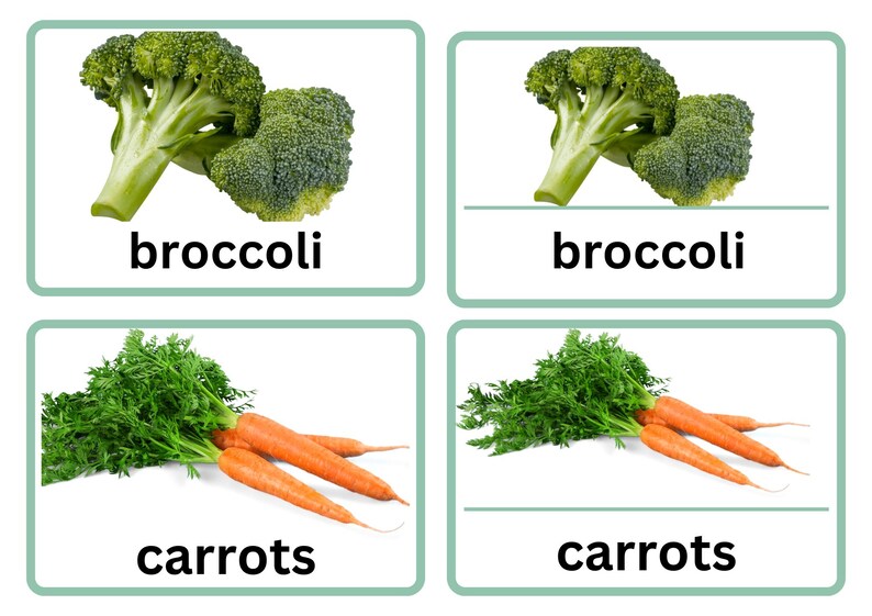Vegetables Montessori 3-part Cards Printable - Etsy