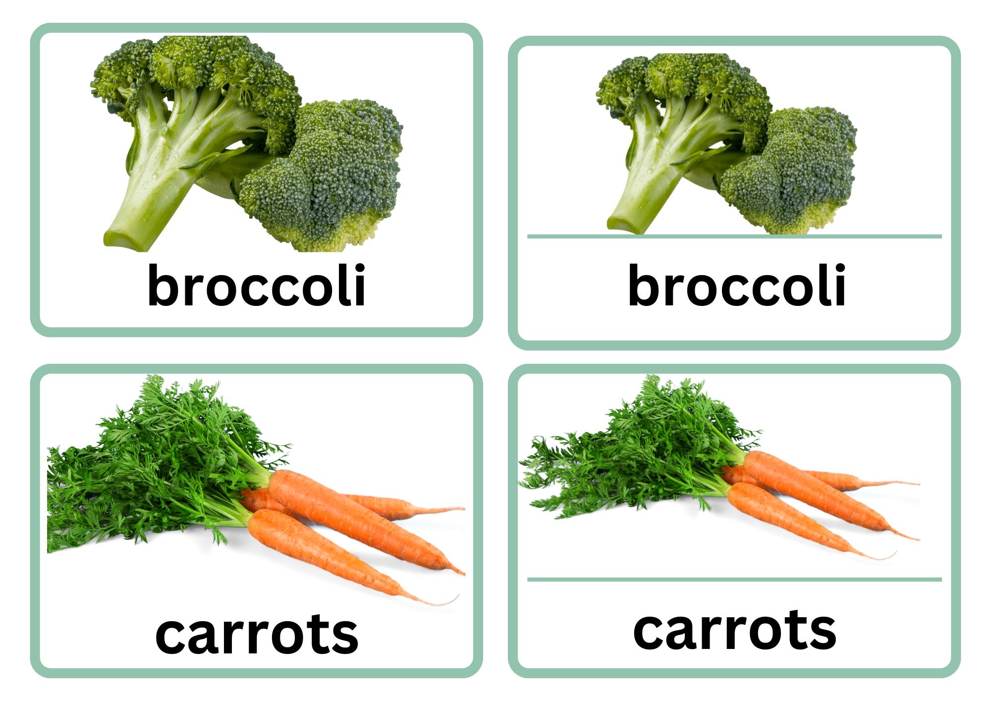Vegetables Montessori 3-part Cards Printable - Etsy