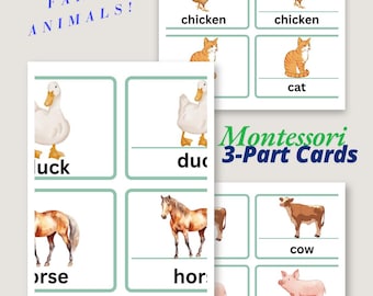 Farm Animals | 3 Part Cards | PDF Printable - Etsy