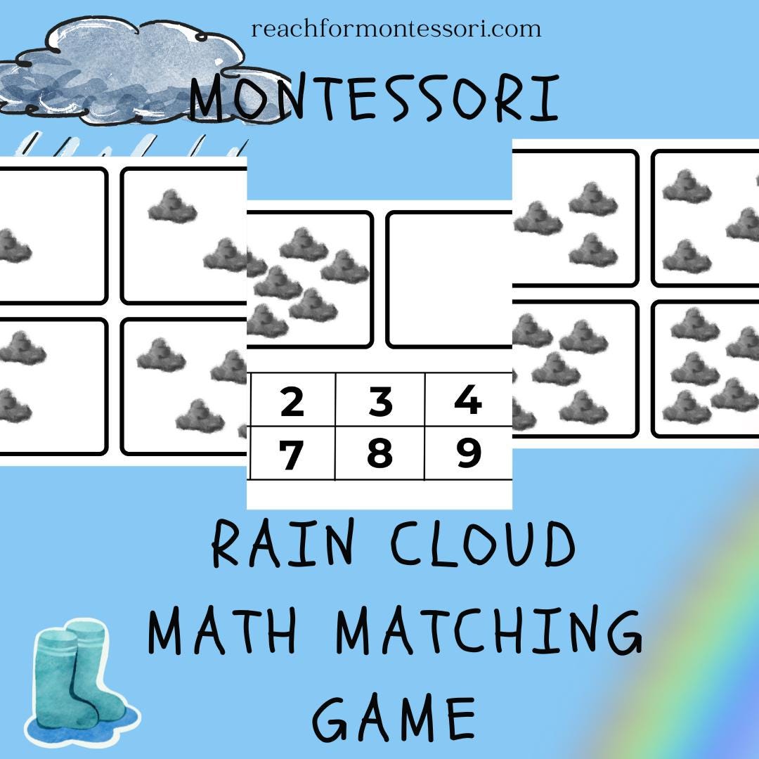Rain Clouds Math Matching Game - Etsy